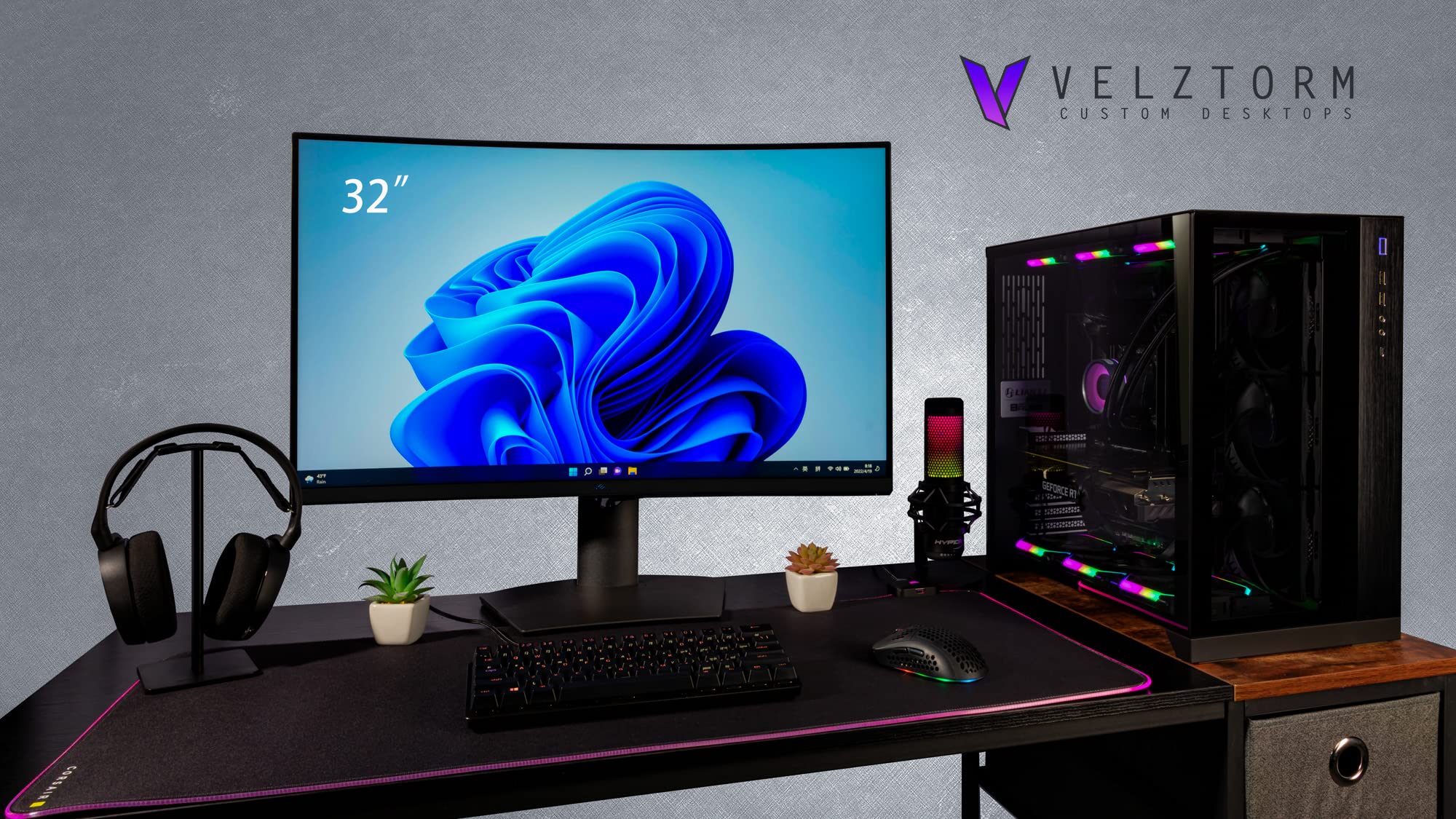 Velztorm Orix Gaming Desktop PC (Intel i9-12900K 16-Core, GeForce RTX 4090 24GB, 32GB DDR5 4800MHz RAM, 1TB PCIe SSD + 1TB HDD (3.5), WiFi, USB 3.2, HDMI, Display Port, Win 11 Home)