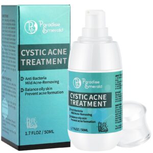 paradise emerald cystic acne spot treatment, hormonal acne treatment for face，back and body, with salicylic acid and tea tree oil, pimple advanced acne cream for teens & adults