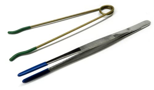 Set of 2 Steam Tweezers Ultrasonic Set Rubber Tips 8" Long and Inside Ring Holder for Steam and Ultrasonic Cleaning Jewelry Tool Tips Coating for Securely Holding to Not Mar Scratch the Article By JTS