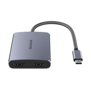 qwiizlab usb c to dual hdmi adapter for windows & mac, two monitors output (1x 8k@30hz, 1x 4k@60hz), supports displayport alt mode for multi-stream transport