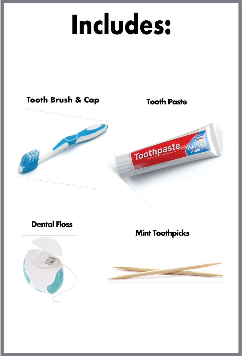 Potty Pack Dental Kit Single Use Portable Kit with Travel Tooth Brush, Tooth Paste, Dental Floss and Mint-Flavored Tooth Picks - 1 Unit