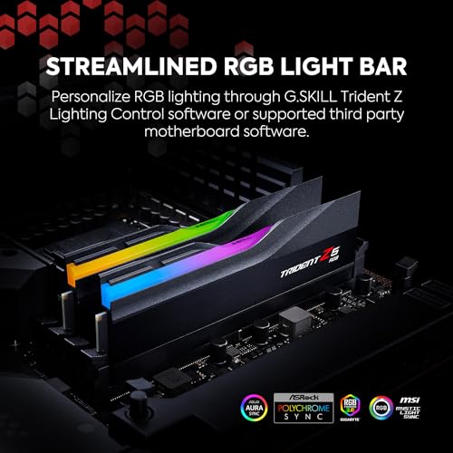 G.SKILL Trident Z5 RGB Series (Intel XMP 3.0) DDR5 RAM 32GB (2x16GB) 5600MT/s CL28-34-34-89 1.35V Desktop Computer Memory UDIMM - Matte Black (F5-5600J2834F16GX2-TZ5RK)