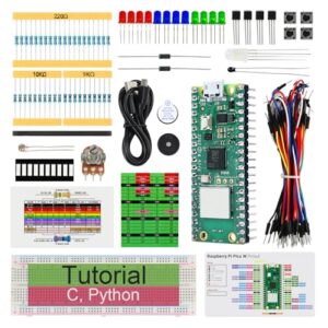 freenove basic starter kit for raspberry pi pico w (included), dual-core arm cortex-m0+ microcontroller, 386-page detailed tutorial, 142 items, 55 projects, python c code