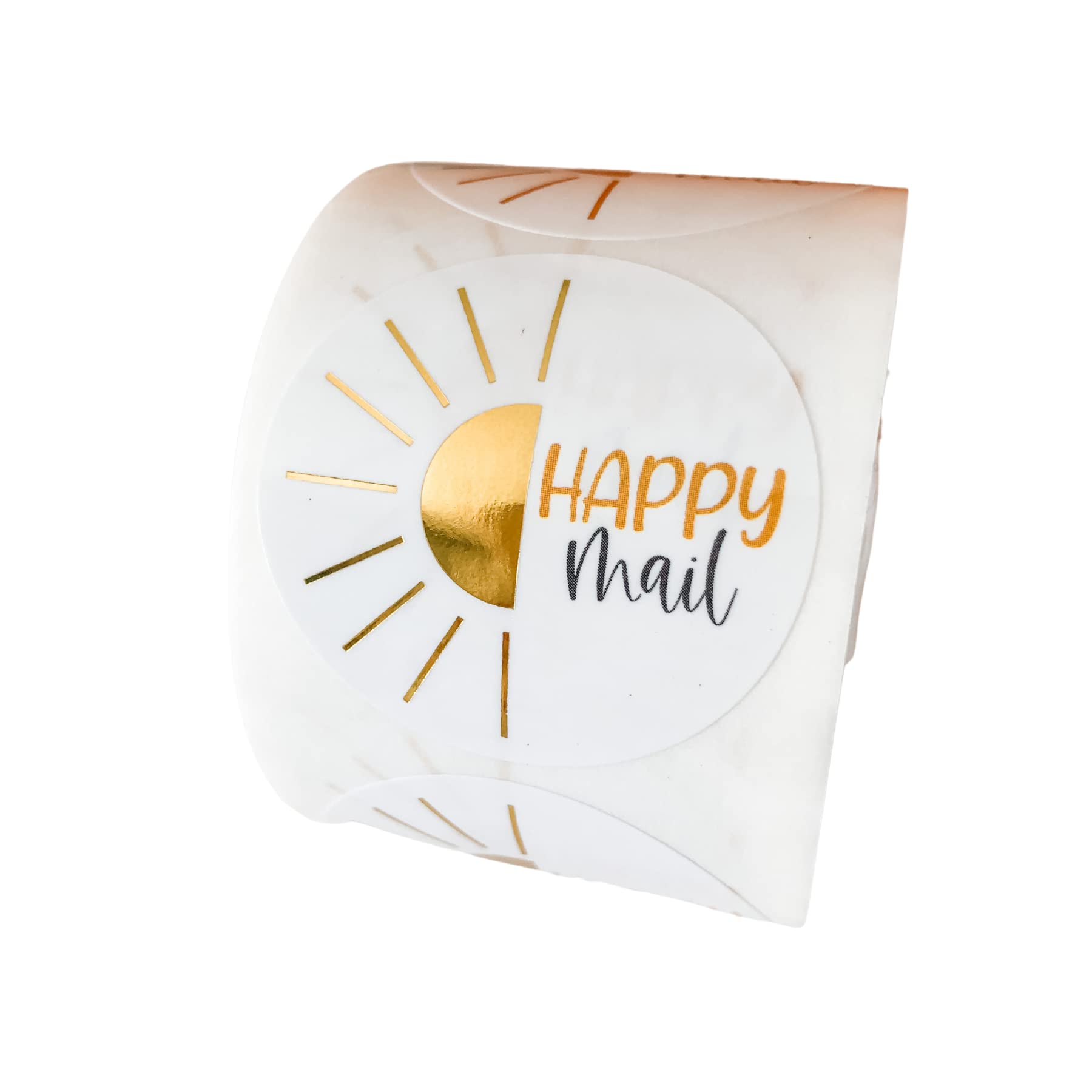 Mailed It 1.5 Inch Gold Boho Happy Mail Sun© Stickers - 250 Per Roll - for Small Business (Happy Mail Sun, 1 Roll)