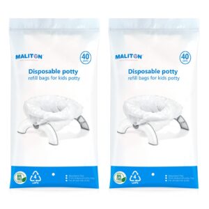 [80 counts] disposable oxo potty bags, potty liners for portable potty, maliton travel potty bags fit for oxo tot 2-in-1 go potty, universal travel potty refill bags fit most potty chairs for cleanup