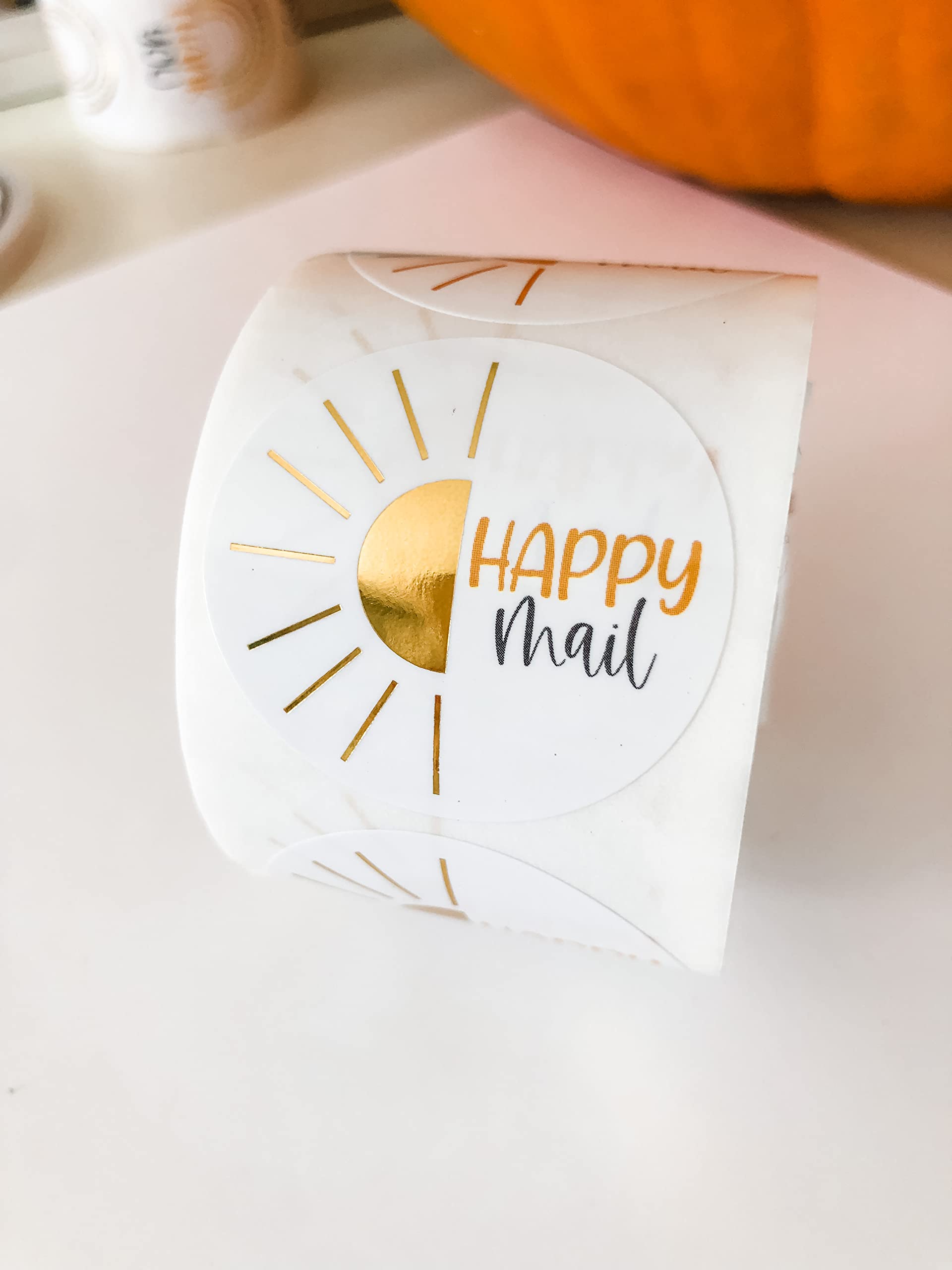 Mailed It 1.5 Inch Gold Boho Happy Mail Sun© Stickers - 250 Per Roll - for Small Business (Happy Mail Sun, 1 Roll)