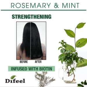 Difeel Rosemary and Mint Hair Strengthening Shampoo 12 oz & Conditioner with Biotin 12 oz 2-PC Boxed Set - Sulfate Free Shampoo & Conditioner, Paraben Free