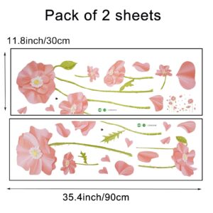 Pinenjoy Pink Flower Wall Decals Fresh Garden Floral Wall Sticker 47x29inch Removable Self-Adhesive Vinyl Wall Murals for Girls Bedroom Living Room TV Background Nursery Wall Art Decors