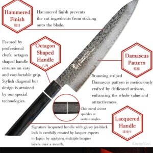 Sakai Takayuki 【The knife brand favored by Japanese chefs】 Senkoku Damascus Chef Knife Santoku Knife Japanese Knife 6.5 inch