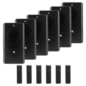 Window Door Alarm Alarms Black Personal Home Kids Security for House,Office (6 Pack) Black