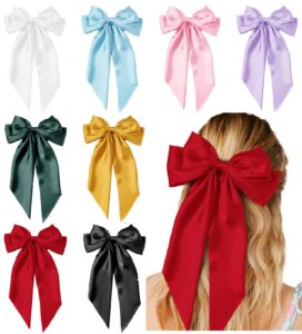 hair bows for women girls 8 pcs hair ribbon bow hair clips with long tails vintage hair accessories for women