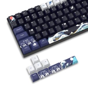 xvx pbt keycaps 132 keys, great wave off kanagawa japanese keyboard keycaps, 5 side dye-sub custom keycap set, cherry profile keycaps for cherry gateron mx switches mechanical keyboard