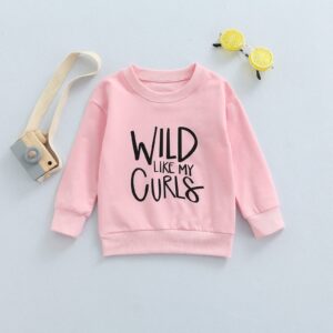 Tiacham Toddler Sweatshirt Baby Girl Fall Clothes Wild Like My Curls Shirt Kids Crewneck Sweaters Winter Top (Pink, 2-3 Years)