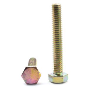 m4 x 0.70 x 10 mm coarse thread din 933 / iso 4017 class 8.8 hex cap screw (bolt) alloy steel yellow zinc plated pk 10000