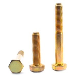 7/16"-20 x 2" (pt) fine thread grade 8 hex cap screw (bolt) - usa alloy steel yellow zinc plated pk 50