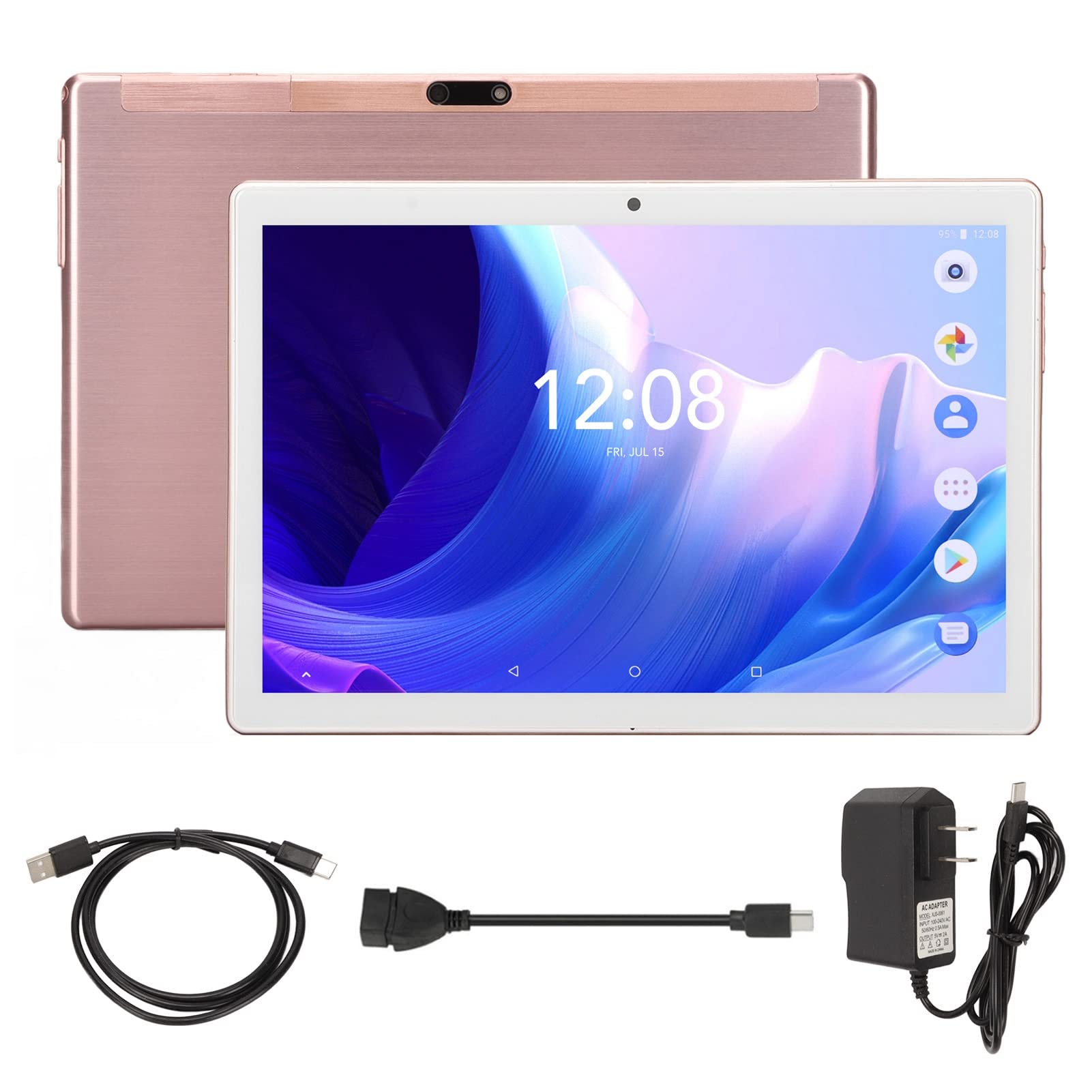 10.1in Tablet, Pink HD Tablet 100 to 240V Dual Standby Dual Card for Office (US Plug)