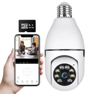 wireless light bulb camera 2.4ghz wifi 360 degree socket cameras for home security 1080p smart panoramic cam home surveillance camera system with night vision motion detection and alarm