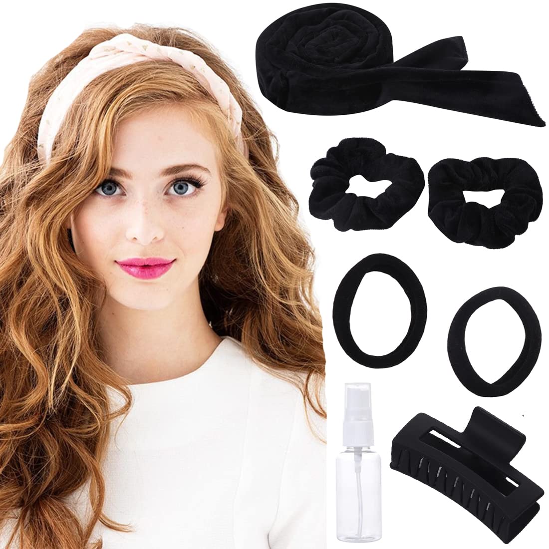 Heatless Hair Curlers Heatless Curls To Sleep In Overnight Heatless Curling Rod Headband Velour No Heat Hair Curlers Headband Soft Cotton Hair Rollers Curling Ribbon Rods for Long Hair