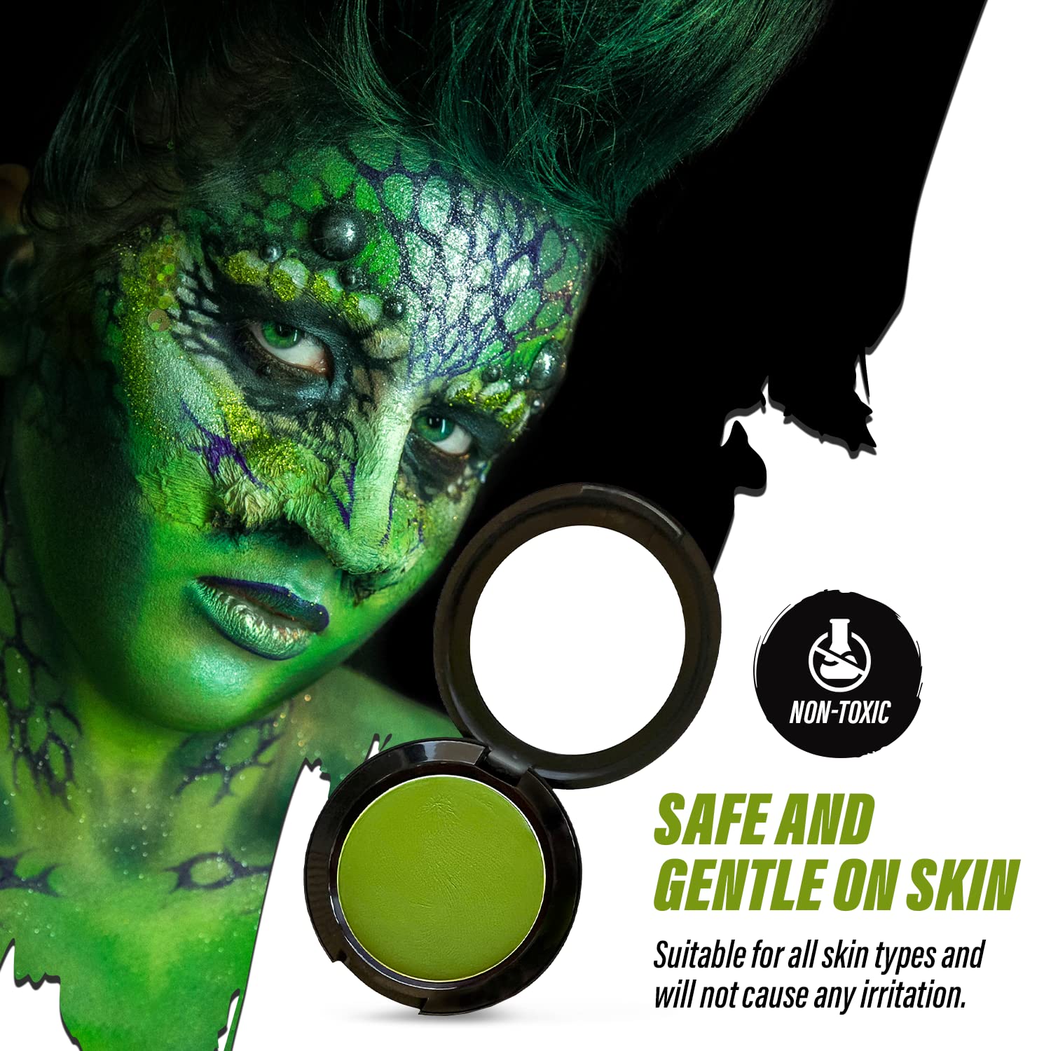 MANIC PANIC Poison Ivy Green Face & Body Paint for Halloween Costumes - Cream Halloween Makeup for Costumes & Cosplay - Smooth, Blendable & Full Coverage, Vegan