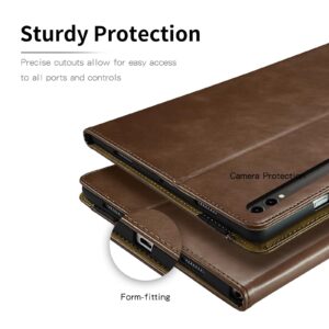 Case for Galaxy Tab S9 Plus 2023/S8 Plus 2022/S7 FE 2021/S7 Plus 2020 12.4 inch Business PU Leather Tablet Cover with Card Slot Pen Holder for Samsung Tab S8+/Tab S7+ Tablet -Brown