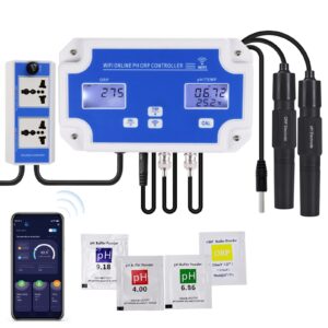 danoplus smart ph orp controller with remote app monitoring & dosing in water, 3 in 1 ph/orp/temp meter replaceable probes for hydroponics, aquariums & pool