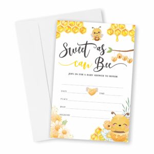 sweet as can bee, baby shower invitation cards with envelopes, invites for baby showers and parties - pack of 25-（yqk-013）