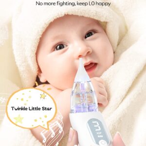 GROWNSY Upgrade Nasal Aspirator for Baby, Rechargeable Baby Nose Sucker, Electric Nose Suction for Baby with Advanced Soothing Music and Light Design, Food-Grade Silicone Tips, 3 Suction Modes