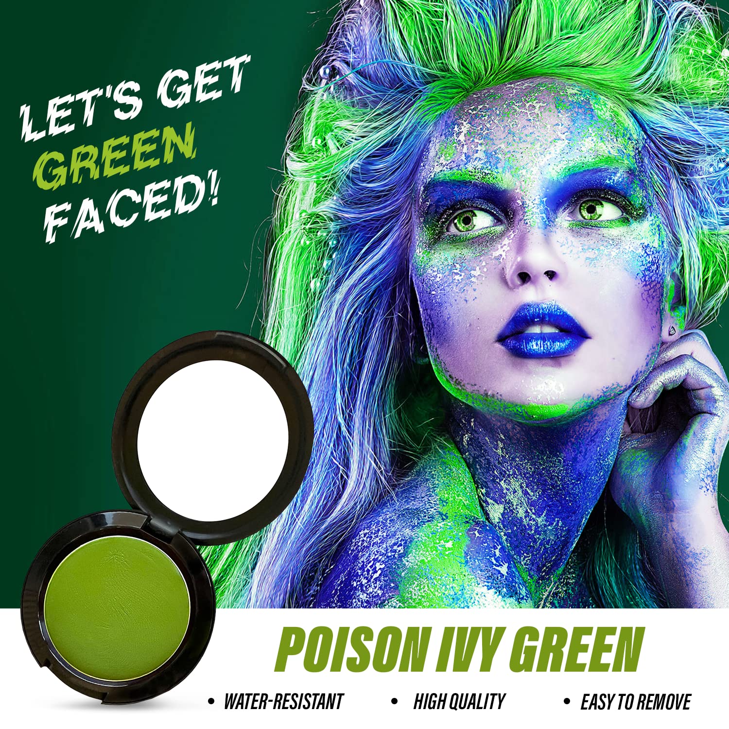 MANIC PANIC Poison Ivy Green Face & Body Paint for Halloween Costumes - Cream Halloween Makeup for Costumes & Cosplay - Smooth, Blendable & Full Coverage, Vegan