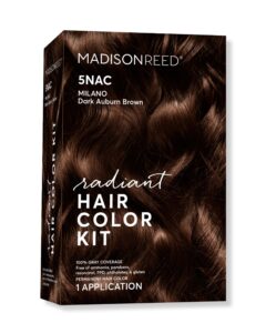 madison reed radiant hair color kit, dark chocolate brown for 100% gray coverage, ammonia-free, 5nac milano brown, permanent hair dye, pack of 1