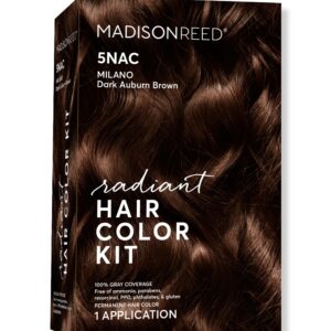 Madison Reed Radiant Hair Color Kit, Dark Chocolate Brown for 100% Gray Coverage, Ammonia-Free, 5NAC Milano Brown, Permanent Hair Dye, Pack of 1