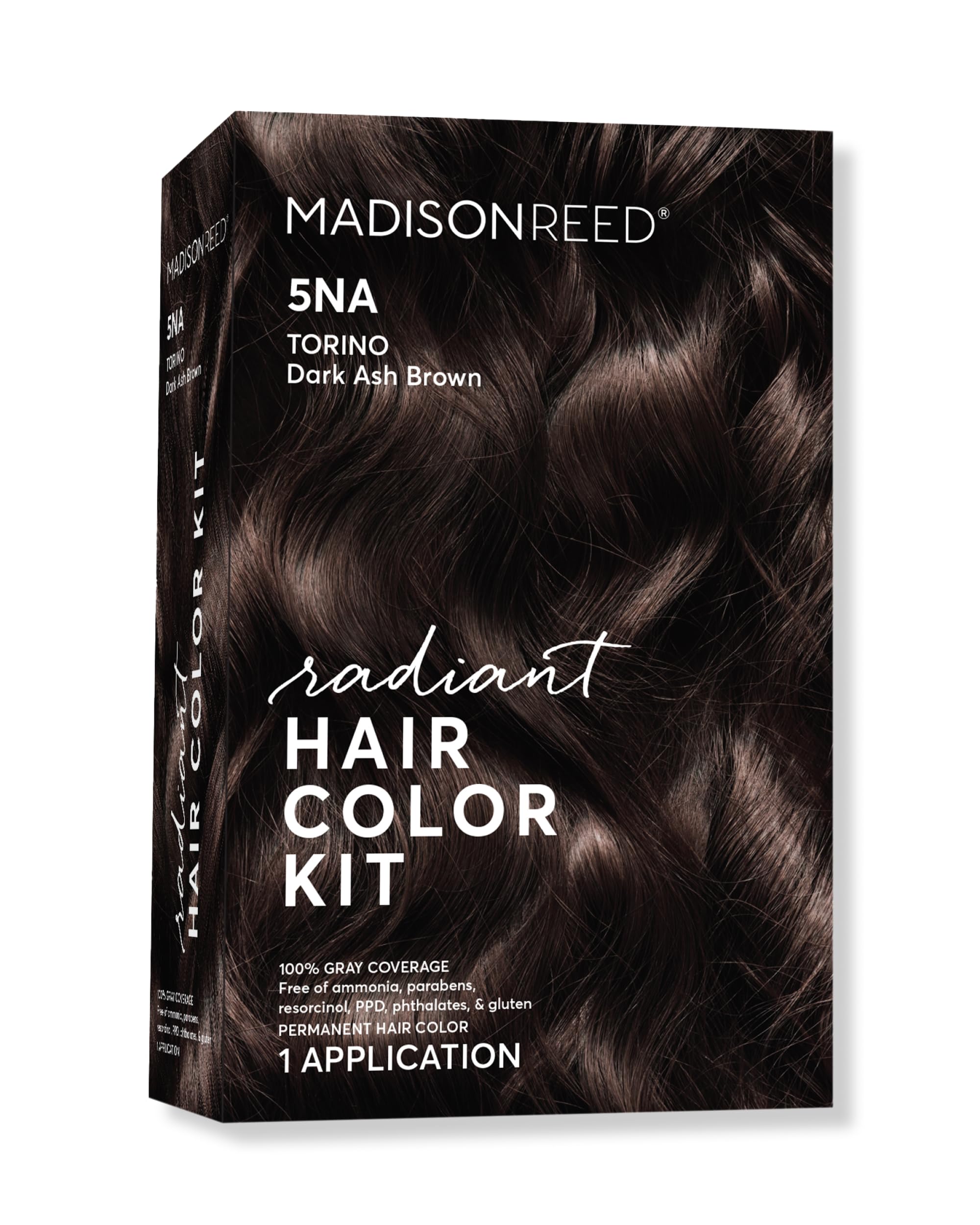 Madison Reed Radiant Hair Color Kit, Dark Ash Brown for 100% Gray Coverage, Ammonia-Free, 5NA Torino Brown, Permanent Hair Dye, Pack of 1