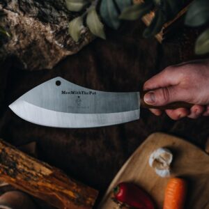 The Cooking Guild x MenWithThePot Professional Cleaver Knife - 7.4" Butcher Knife Made of German Stainless Steel - Rust-Resistant Chopping Knife Heavy Duty Meat Cleaver