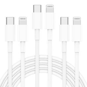 3 pack usb c to lightning cable 10 ft, [apple mfi certified] iphone fast cord 10 feet, quick charging type c to lightning power cord 10 foot for iphone 14 plus /13/12/11 pro max mini, ipad