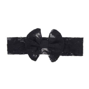 qiansail baby girls lace bow headband elastics bow knot hairband headwrap for newborn infant toddlers kids (black)