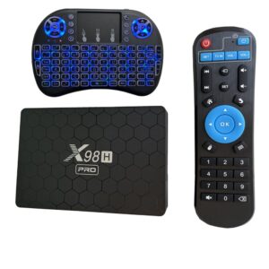 x98h pro tv box android 12.0 tv box 2.4g/5g wifi6 4gb ram 64gb rom bt5.0 support 4k h.265 with i8 keyboard (english version)