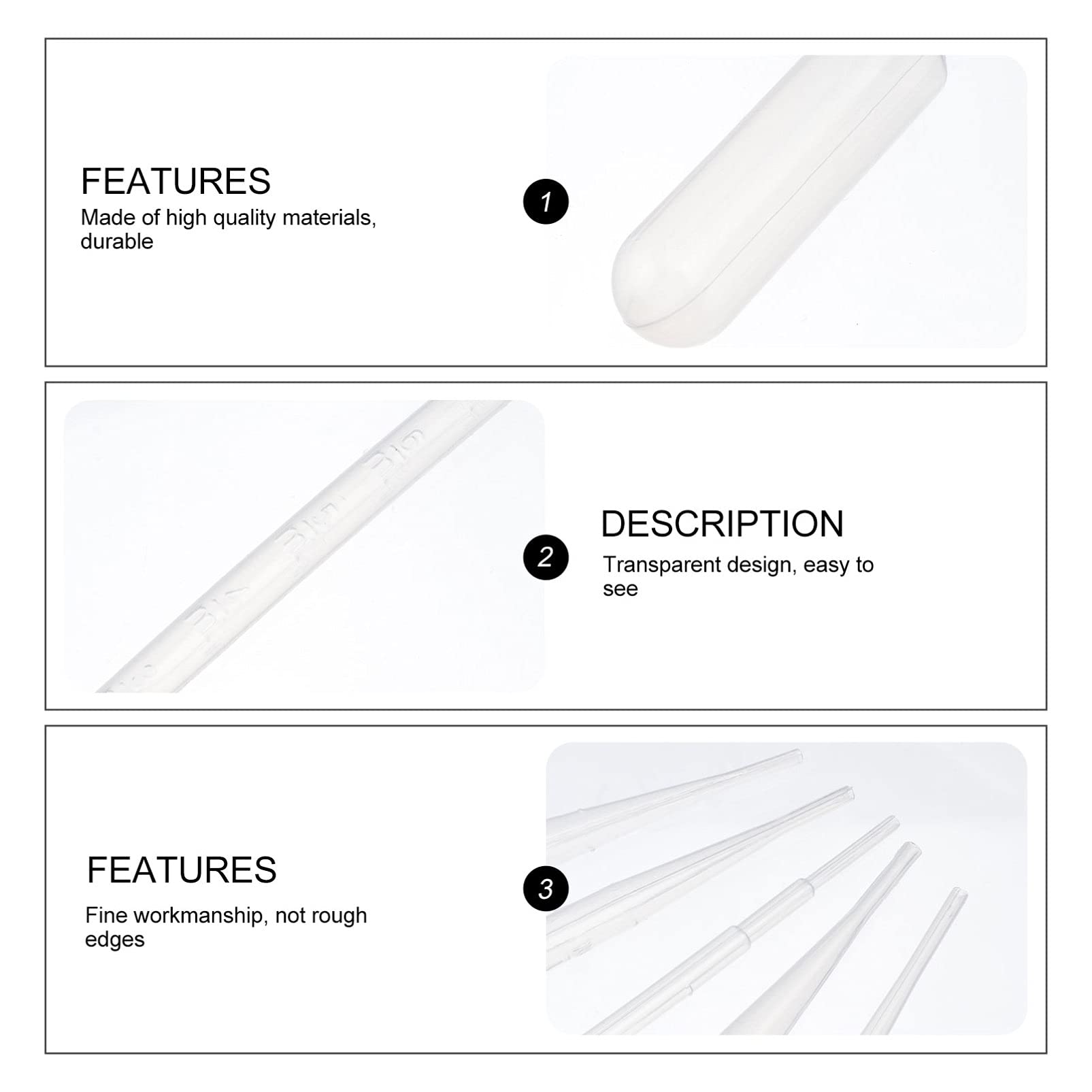 LALAFINA 50pcs Lip/Tool Pipette Pipettes Plastic Eye Makeup Experiment Laboratory Transfer Dropper Oils Liquid Squeeze Lotion Oil Useful Droppers Injector White Good Disposable