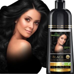 herbishh hair color shampoo black + moroccan argan hair shampoo + argan hair conditioner kit