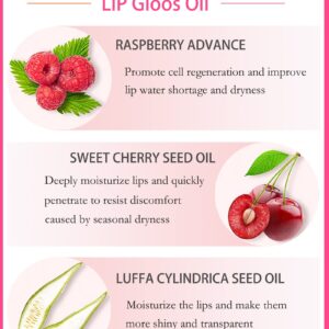 Hydrating Plumping Lip Glow Oil,Shine Tinted Lip Gloss,Glow Reviver Lip Oil,Long Lasting Moisturizing Clear Lip Plumper Oil Tint for Lip Care Dry Lips,Women's Day Makeup Gift ( (#007 Raspberry Red)