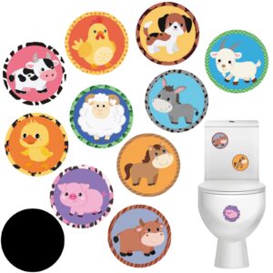 20 pcs farm animal potty training stickers dinosaur truck toddler pee training toilet color changing sticker targets for boys girls kids toilet reusable pee aim target (farm animal)