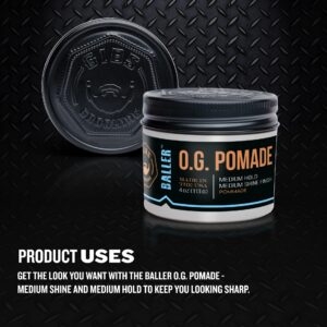 GIBS Pomade O.G. BALLER-Medium Hold, Medium Shine Finish, a Classic Look, made in USA 4oz