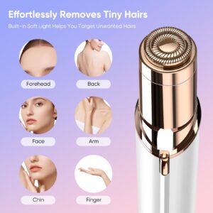 Facial Hair Remover for Women- as Seen on TV Painless Face Shaver -Mini Hair Remover, Electric Razor Shaver Portable Bikini Epilator for Lips, Chin, Armpit, Peach Fuzz, Fingers, Neck, Cheek (White