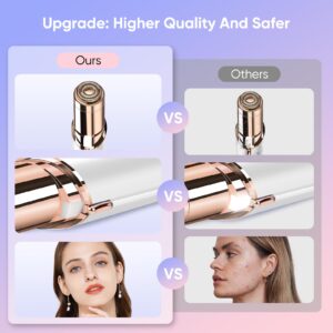 Facial Hair Remover for Women- as Seen on TV Painless Face Shaver -Mini Hair Remover, Electric Razor Shaver Portable Bikini Epilator for Lips, Chin, Armpit, Peach Fuzz, Fingers, Neck, Cheek (White