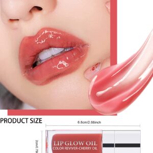 Plumping Lip Glow Oil,Hydrating Tinted Lip Oil Gloss,Glow Reviver Lip Oil,Long Lasting Moisturizing Clear Lip Plumper Oil Tint for Lip Care Dry Lip,Thanksgiving Makeup Gift for Women (#012 Rosewood)