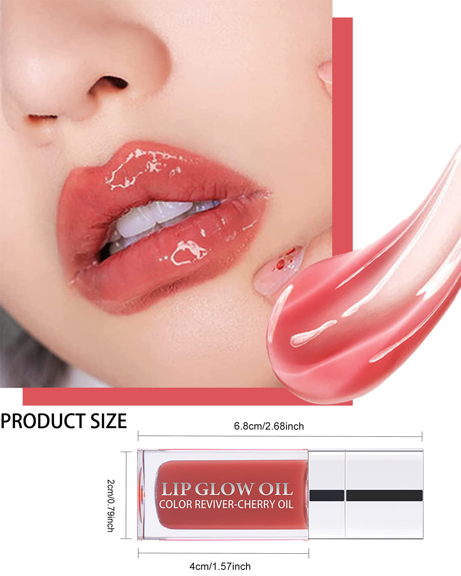 Plumping Lip Glow Oil,Hydrating Tinted Lip Oil Gloss,Glow Reviver Lip Oil,Long Lasting Moisturizing Clear Lip Plumper Oil Tint for Lip Care Dry Lip,Thanksgiving Makeup Gift for Women (#012 Rosewood)