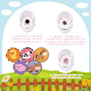 20 Pcs Farm Animal Potty Training Stickers Dinosaur Truck Toddler Pee Training Toilet Color Changing Sticker Targets for Boys Girls Kids Toilet Reusable Pee Aim Target (Farm Animal)