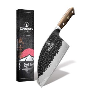 the cooking guild serbian chef knife - 7.8 inches - dynasty series - japanese high carbon stainless steel meat cleaver knife - rosewood handle - heavy duty kitchen cleaver knife