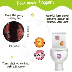 20 Pcs Farm Animal Potty Training Stickers Dinosaur Truck Toddler Pee Training Toilet Color Changing Sticker Targets for Boys Girls Kids Toilet Reusable Pee Aim Target (Farm Animal)