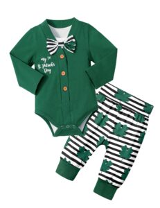 wiqi my first st. patrick's day baby boy outfit white short sleeve shirt trousers st. patrick's day baby boy clothes