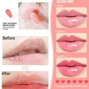 Plumping Lip Glow Oil,Hydrating Tinted Lip Oil Gloss,Glow Reviver Lip Oil,Long Lasting Moisturizing Clear Lip Plumper Oil Tint for Lip Care Dry Lip,Thanksgiving Makeup Gift for Women (#012 Rosewood)