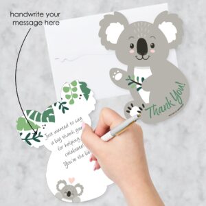 Big Dot of Happiness Koala Cutie - Shaped Thank You Cards - Bear Birthday Party and Baby Shower Thank You Note Cards with Envelopes - Set of 12